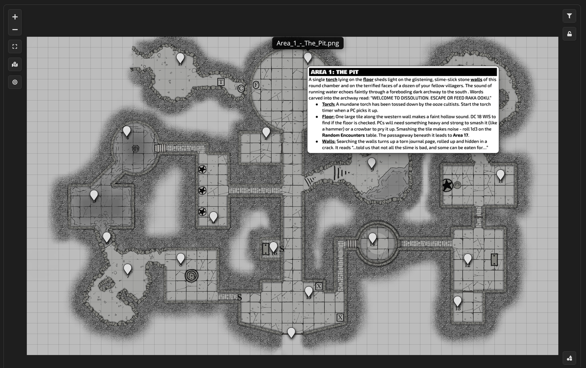 Quick Dungeon Map Prep in Obsidian